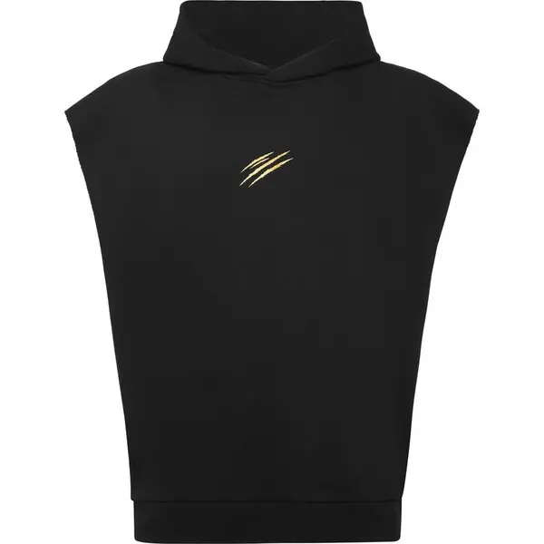 PLEIN SPORT Sleeveless Hooded Tank Top - Black/lightgold