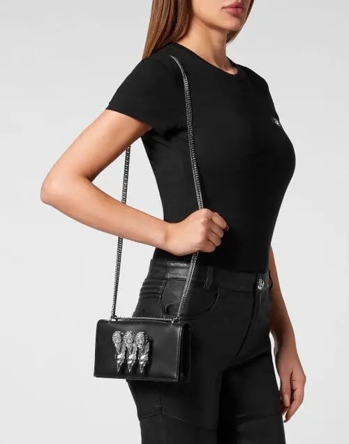 Philipp Plein Small Leather Shoulder Bag With Embellished Claws - Black