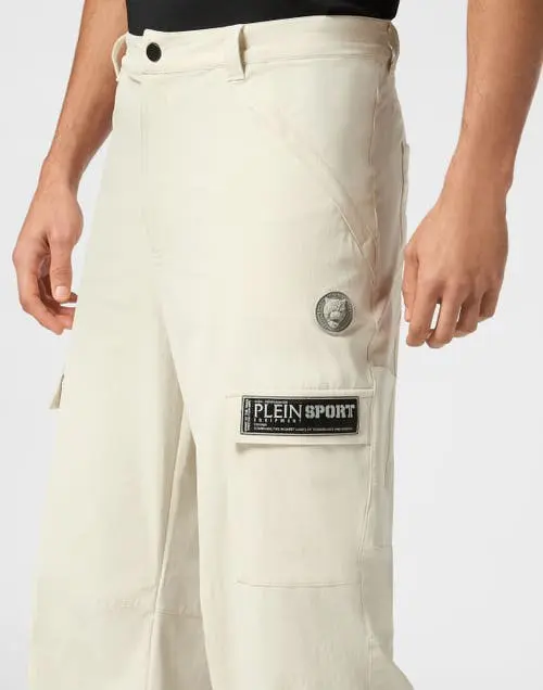 PLEIN SPORT Technical Nylon Cargo Trousers With Tiger Scratch Print