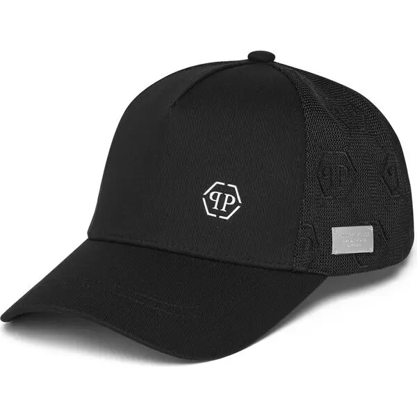 Philipp Plein Baseball Cap Hexagon Monogram - Black