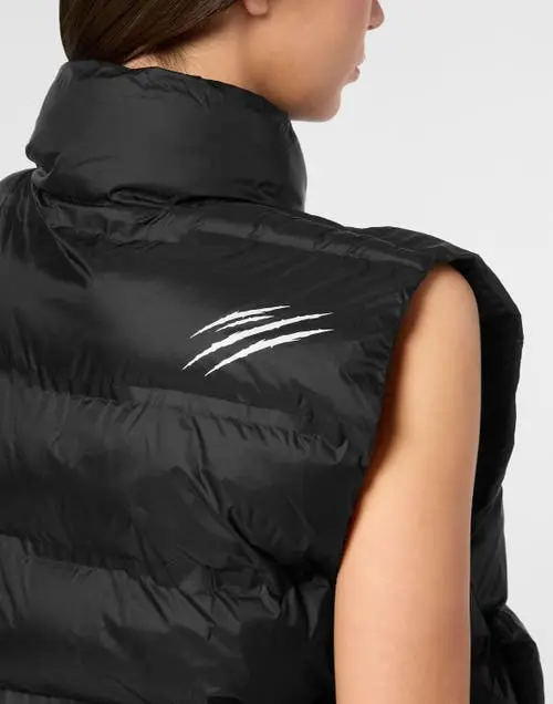 PLEIN SPORT Reversible Lightweight Padded Vest Scratch - Black