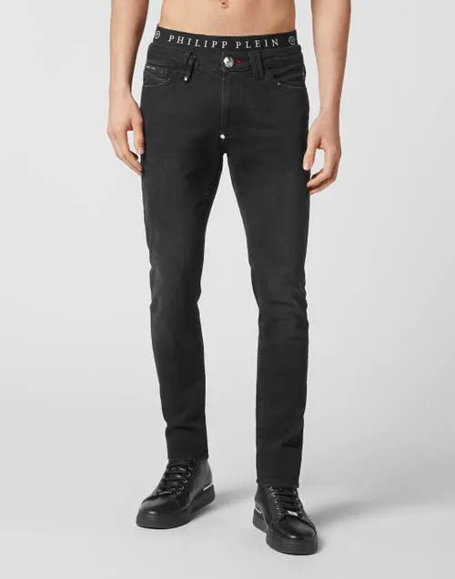 Philipp Plein Slim Fit Jeans With Classic Five-pocket Design - Darkside