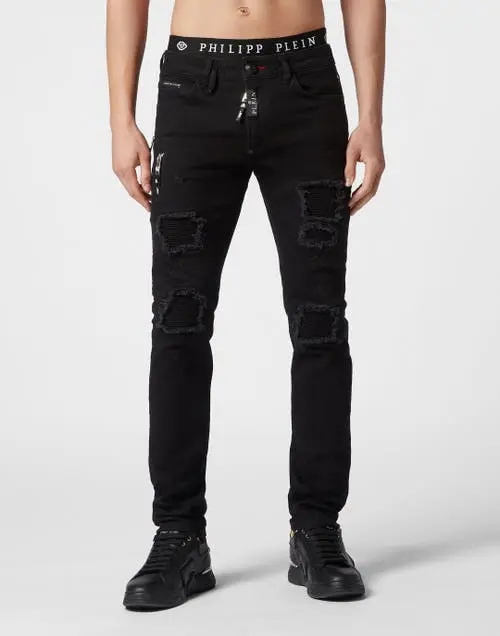 Philipp Plein Super Straight Cut Distressed Denim Trousers