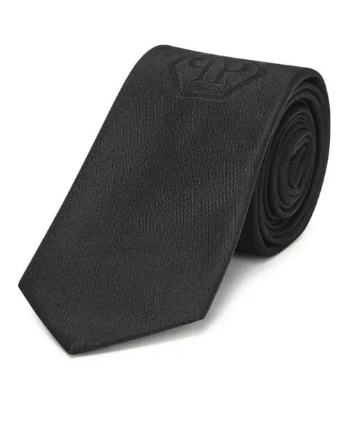 Philipp Plein Wide Silk Neck Tie - Black