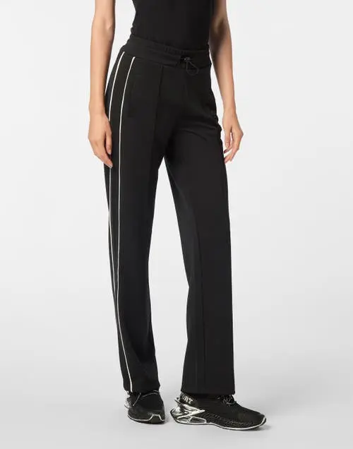 PLEIN SPORT Loose Fit Tracksuit Pants With Tiger Scratch Print - Black