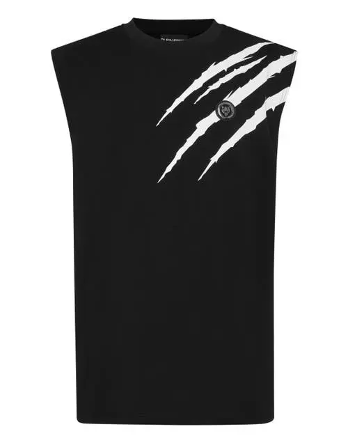 PLEIN SPORT Sleeveless Graphic Tank Top - Black
