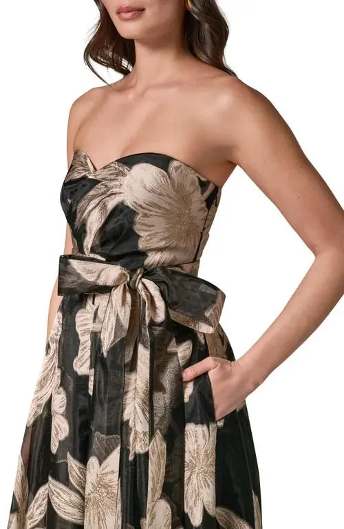 Donna Karan New York Strapless Floral Gown