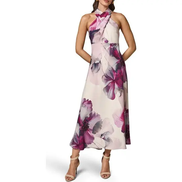 Donna Karan New York Floral Halter Midi Dress
