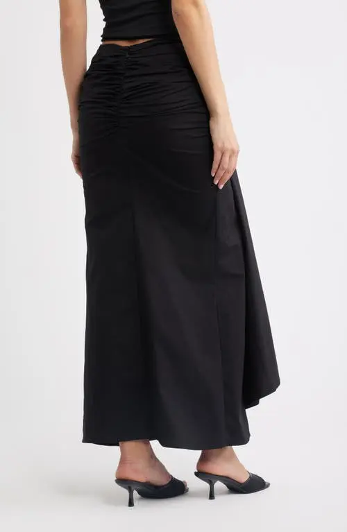 House Of Cb April Ruched Stretch Cotton Evening Midi Skirt