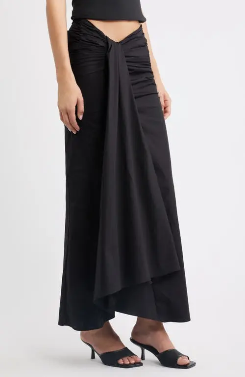 House Of Cb April Ruched Stretch Cotton Evening Midi Skirt