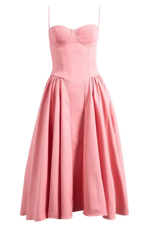 House Of Cb Samaria Corset Fit & Flare Midi Cocktail Dress - Raspberry