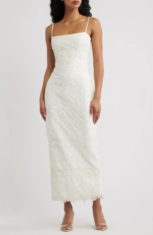 House Of Cb Serenella Broderie Anglaise Column Gown - White