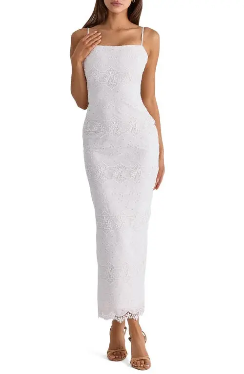House Of Cb Serenella Broderie Anglaise Column Gown