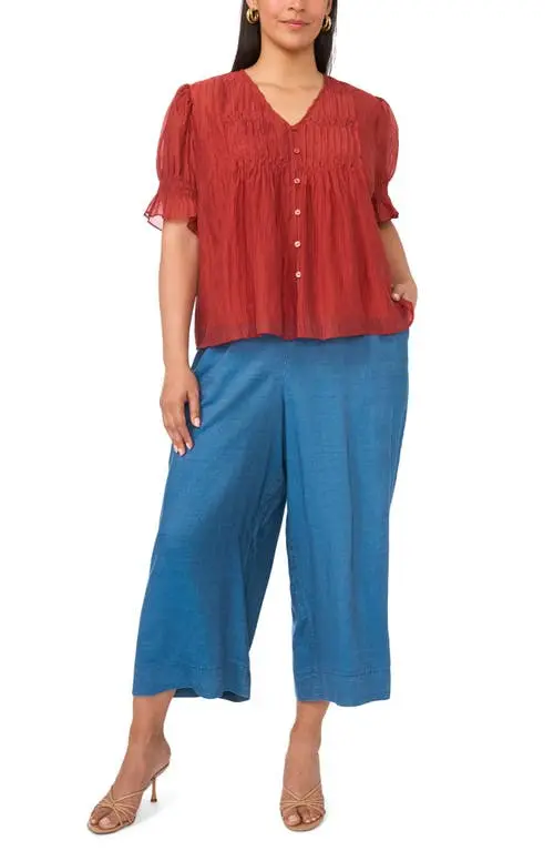 Vince Camuto Pleated Ruffle Top