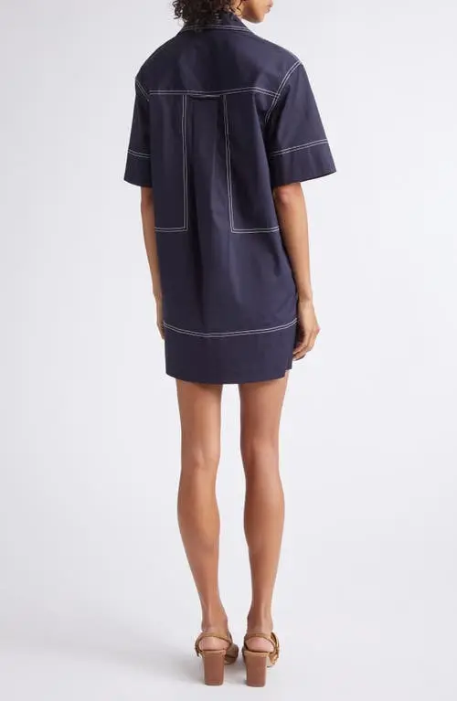 Veronica Beard Phelix Poplin Shift Minidress With Contrast Stitching