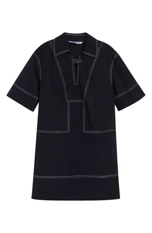 Veronica Beard Phelix Poplin Shift Minidress With Contrast Stitching