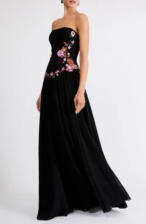 HELSI Caroline Floral Appliqué Strapless Maxi Dress