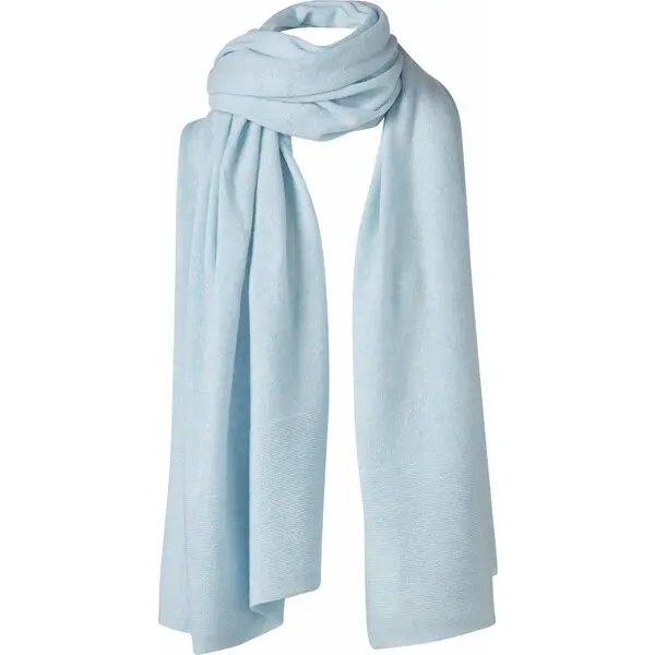 Kinross Cashmere Garter Trim Travel Wrap - Surf