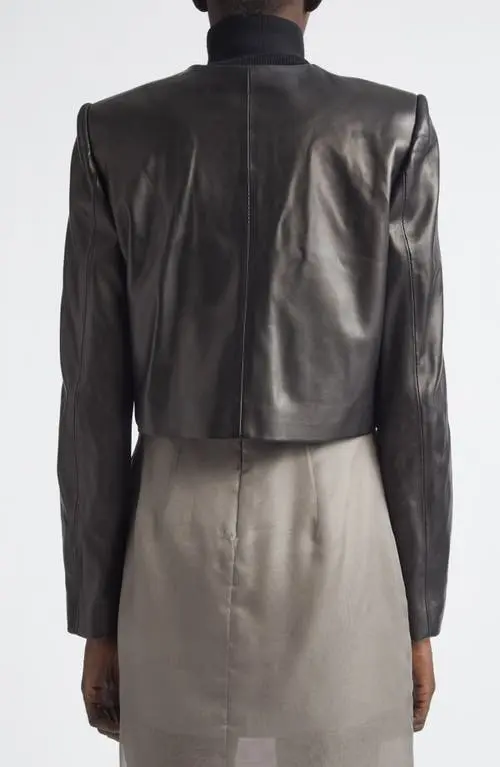 Brandon Maxwell The Ryder Boxy Leather Crop Jacket