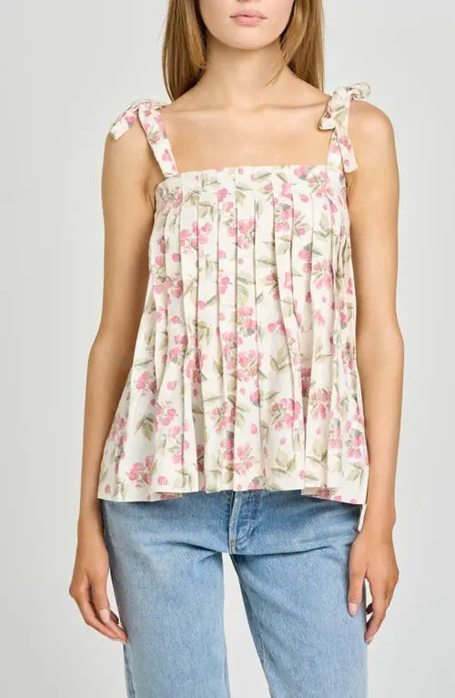 WAYF Stevie Floral Linen Blend Top - Garden Raspberry