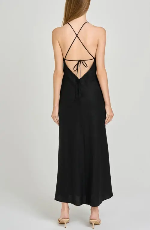 WAYF Lucienne Strappy Back Linen Blend Maxi Dress