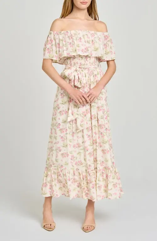 WAYF Indie Floral Off-the-shoulder Dress