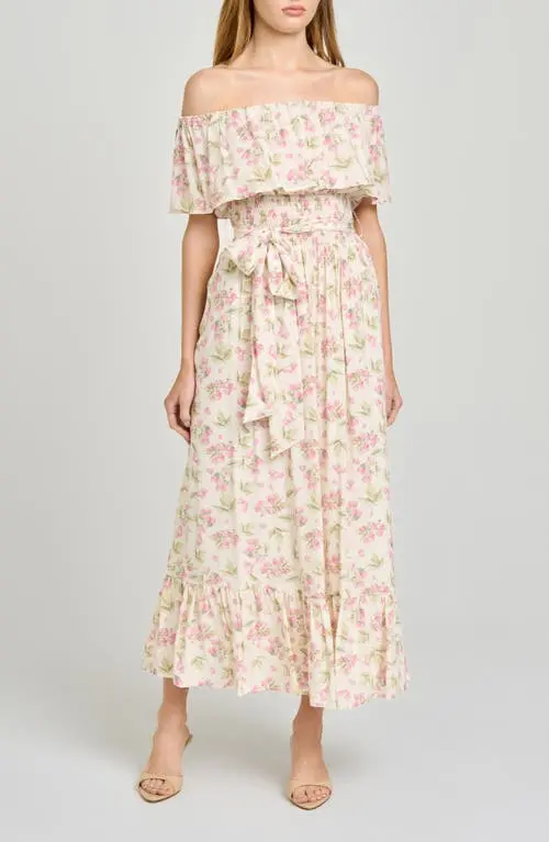 WAYF Indie Floral Off-the-shoulder Maxi Dress - Garden Raspberry