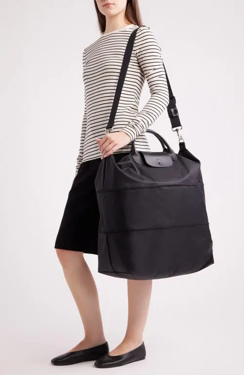 Longchamp Le Pliage One S Canvas Travel Bag Expandable - Black