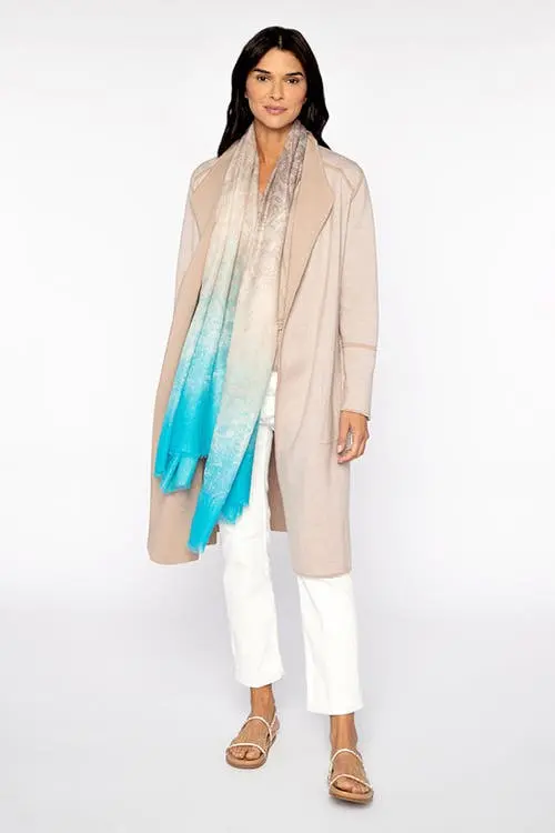 Kinross Cashmere Ombre Reef Print Scarf - Pacific Multi