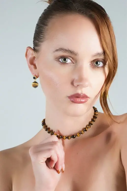 CLASSICHARMS Morgan Tiger's Eye And Black Spinel Drop Earrings