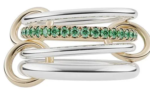 SPINELLI KILCOLLIN Nimbus Two-tone Linked Emerald Rings
