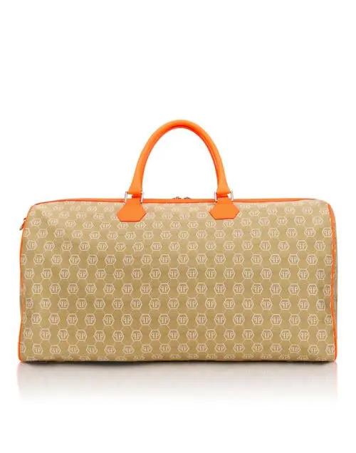 Philipp Plein Jacquard Monogram Travel Bag - Beige/orange