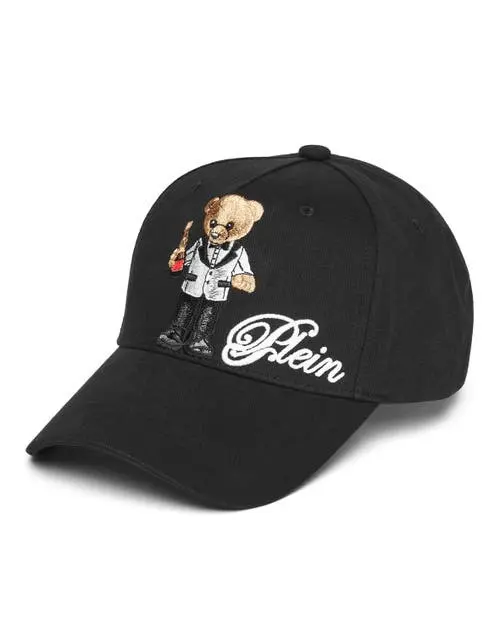 Philipp Plein Embroidered Teddy Bear Baseball Cap - Black