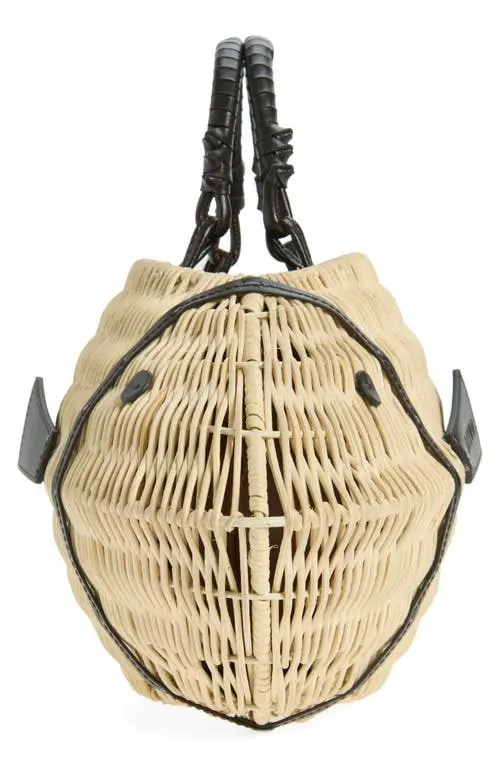 Staud Cleo Wicker Fish Top Handle Bag