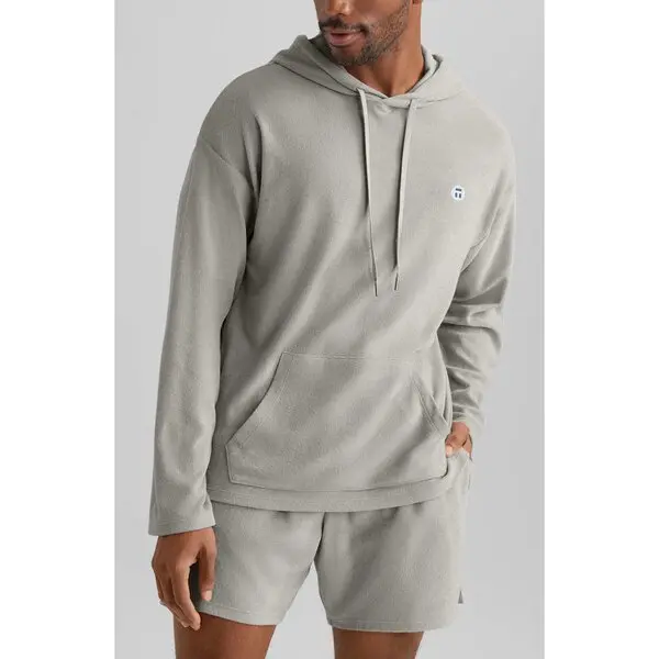 Tommy John Cabana Terry Hoodie With Drawstring Hood And Kangaroo Pocket - Dove