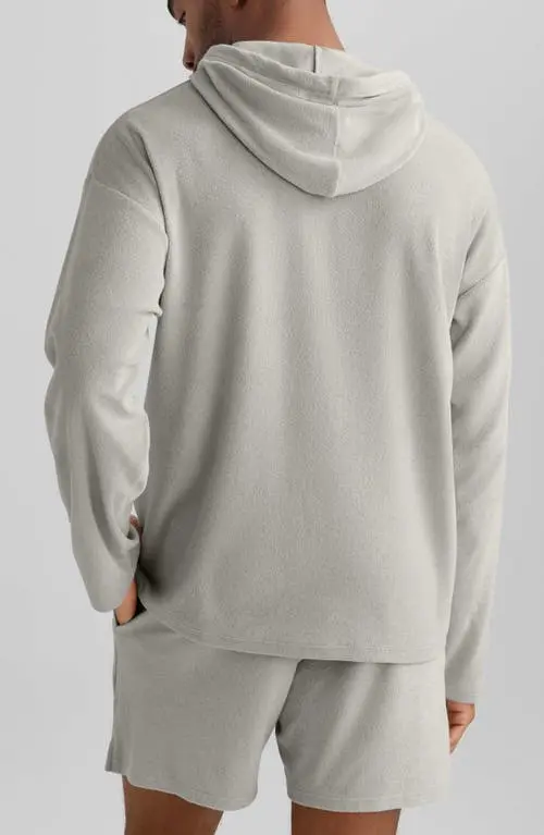 Tommy John Cabana Terry Hoodie With Drawstring Hood And Kangaroo Pocket - Dove