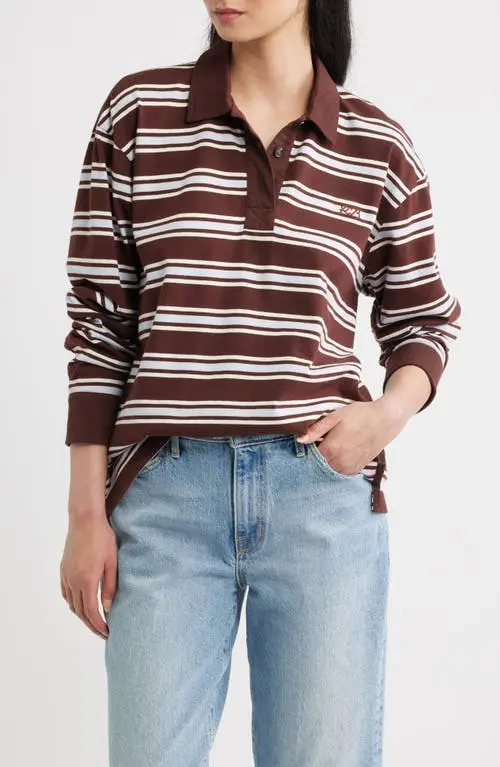 Rag & Bone Striped Cotton Rugby Shirt - Brown Multi