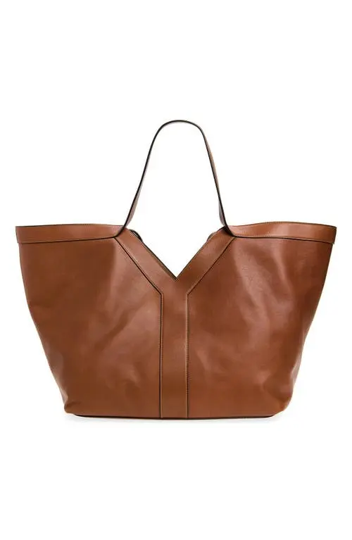 Saint Laurent Y-stitched Leather Tote - Brick