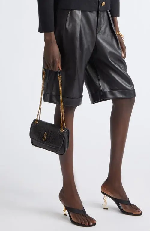 Saint Laurent Mini Niki Leather Shoulder Bag - Noir