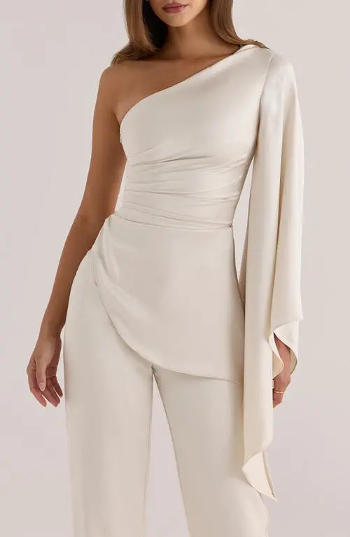 House Of Cb Nicolette Satin One Sleeve Top - Ivory