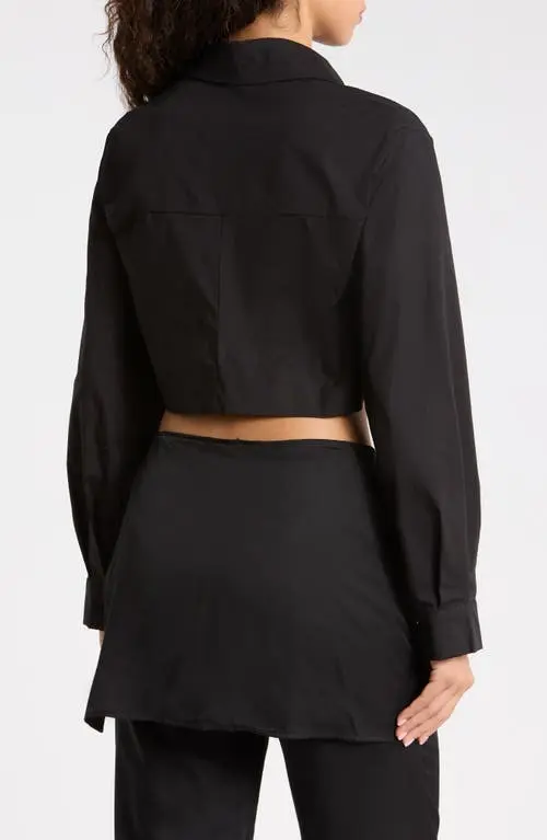 House Of Cb Ivara Drape Waist Long Sleeve Stretch Cotton Top