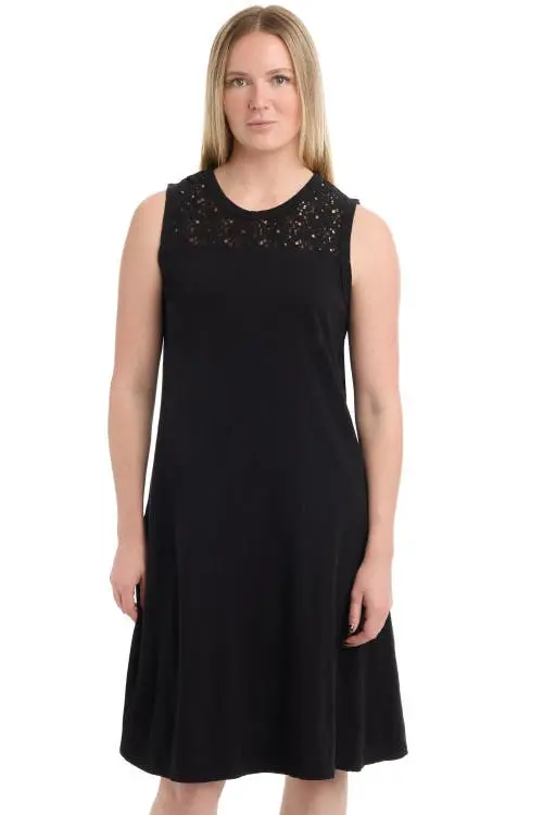 Wilt Sleeveless Lace Yoke Knee-length Dress - Black