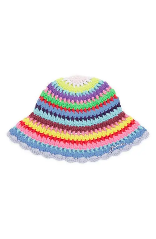 GANNI Crochet Striped Bucket Hat - Multicolour