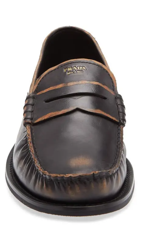 Prada Antiqued Leather Loafer