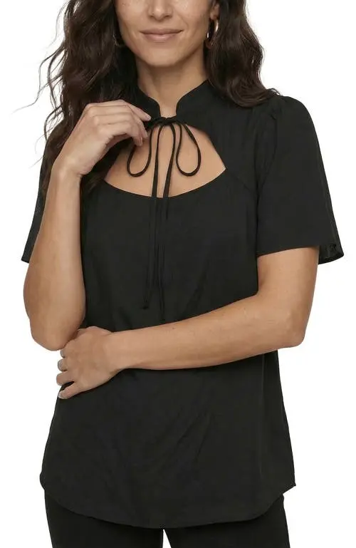 LILY AND LIONEL Camille Flutter Sleeve Top With Cut Out Detail - Black