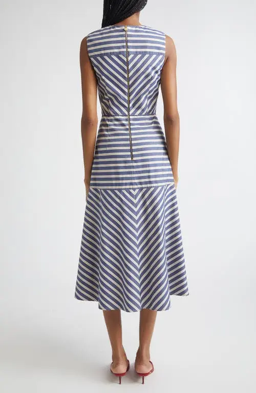 Carolina Herrera Stripe A-line Cotton Midi Dress