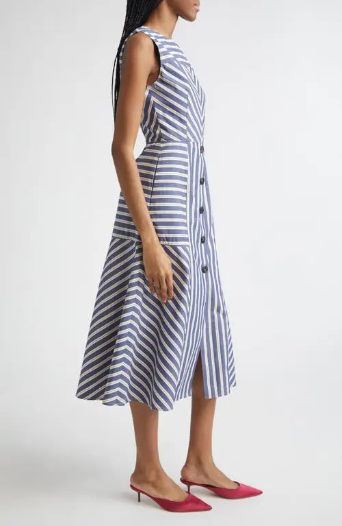 Carolina Herrera Stripe A-line Cotton Midi Dress