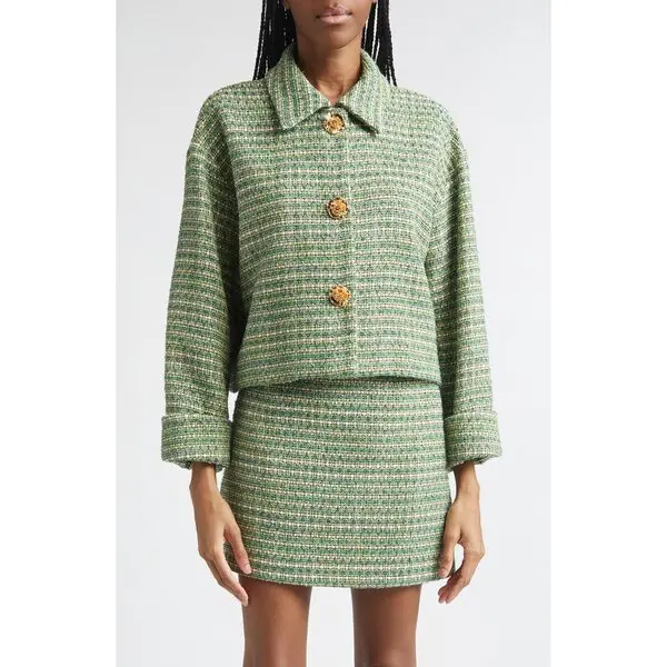 Carolina Herrera Metallic Tweed Crop Jacket