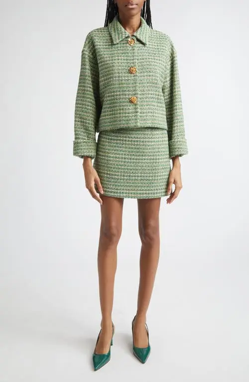 Carolina Herrera Metallic Tweed Crop Jacket