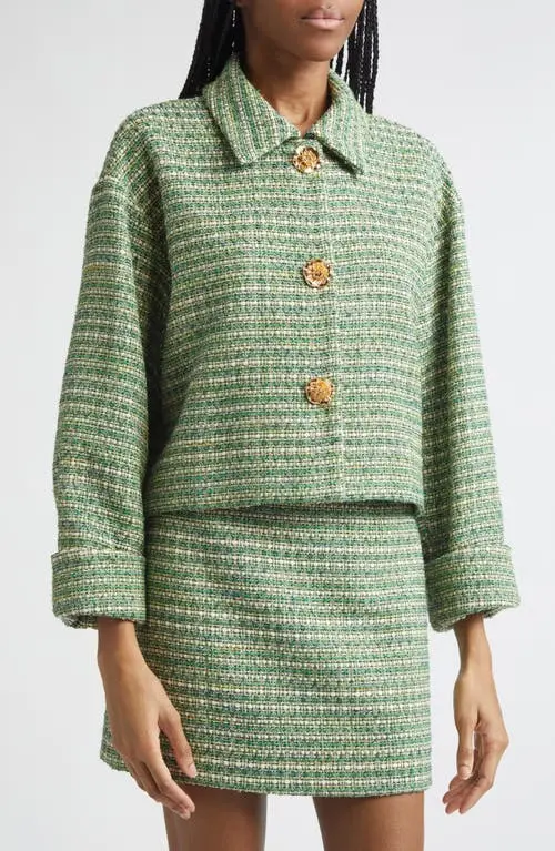 Carolina Herrera Metallic Tweed Crop Jacket